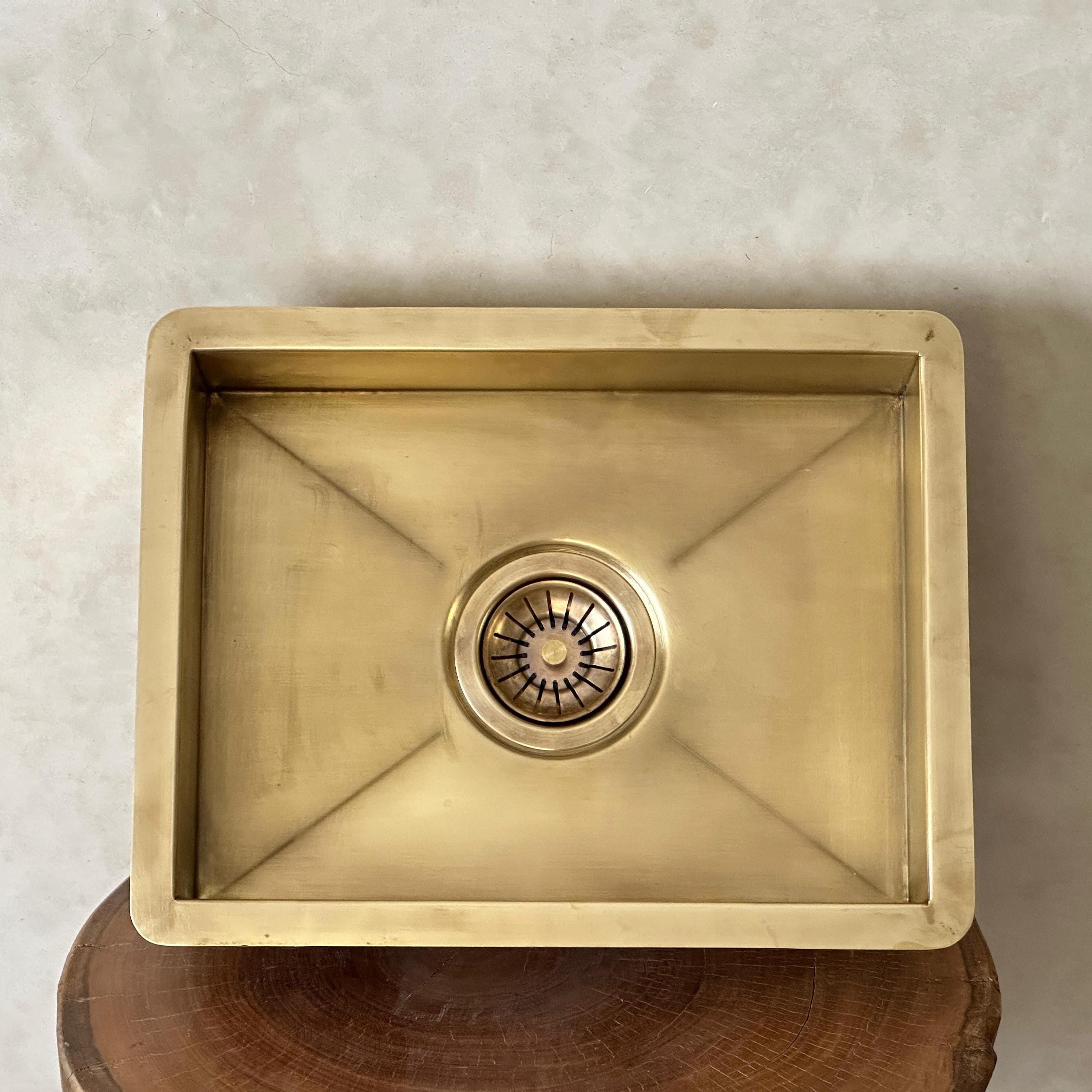Handmade Aged Brass Kitchen Sink: Shallow Prep Sink (18"x14") - Etsy