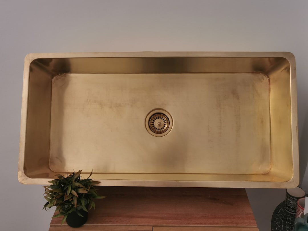 Custom Made 32" X 16" Unlacquered 16 Gauge Brass Kitchen Sink - Etsy