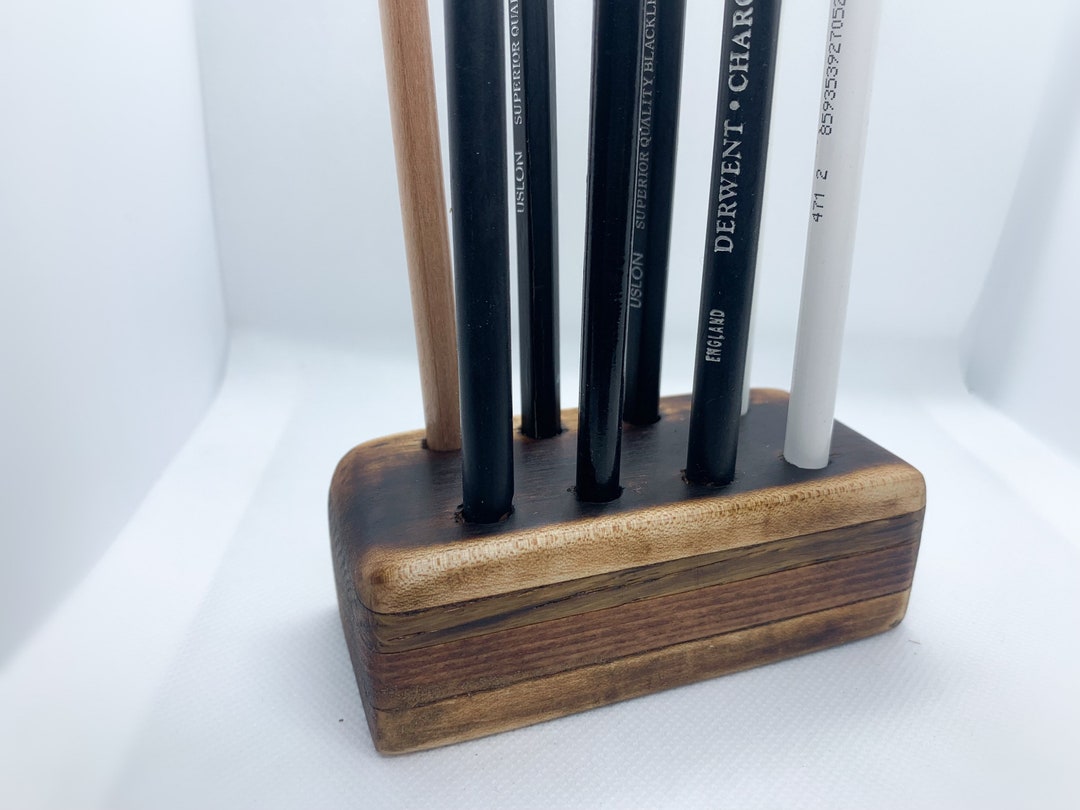 Rustic Pencil Holder Made From Solid Wood. - Etsy