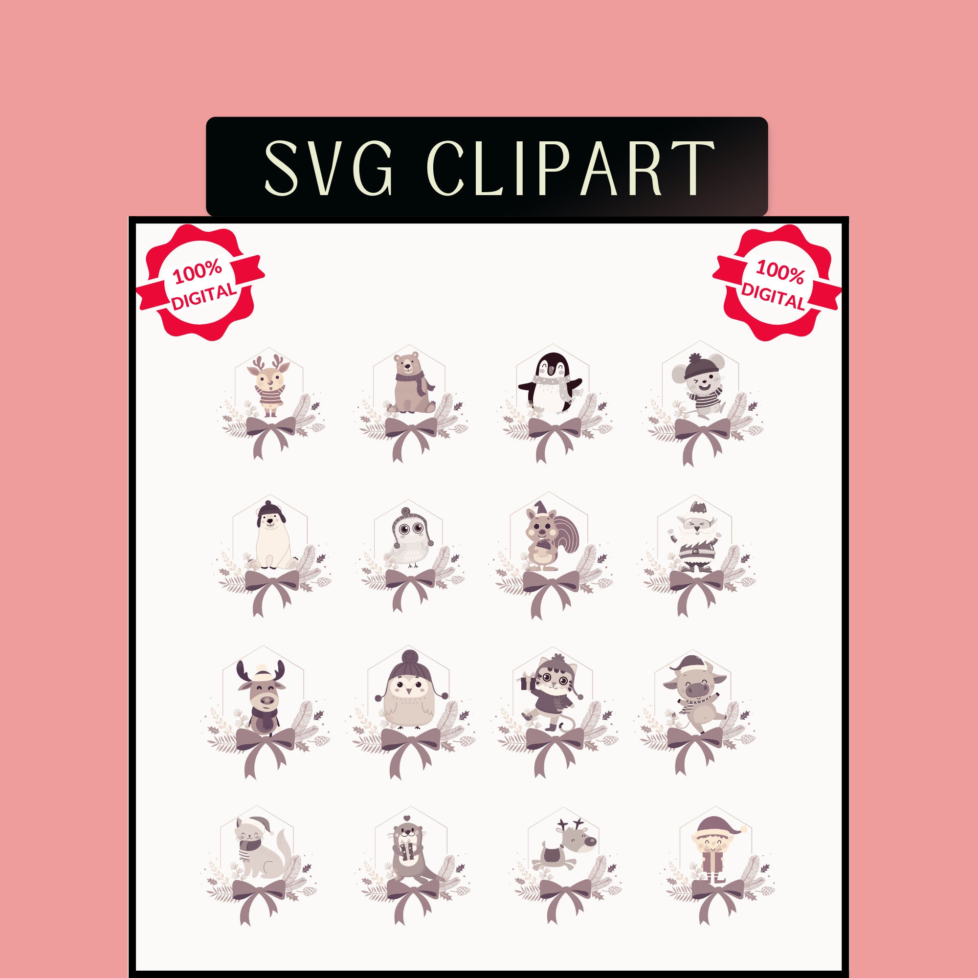 Digital Stickers Christmas Themed Svg Files Christmas Labels Printable ...