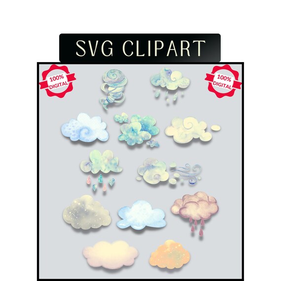 Digital Download Cloud Svg File Vector Graphics Rain - Etsy