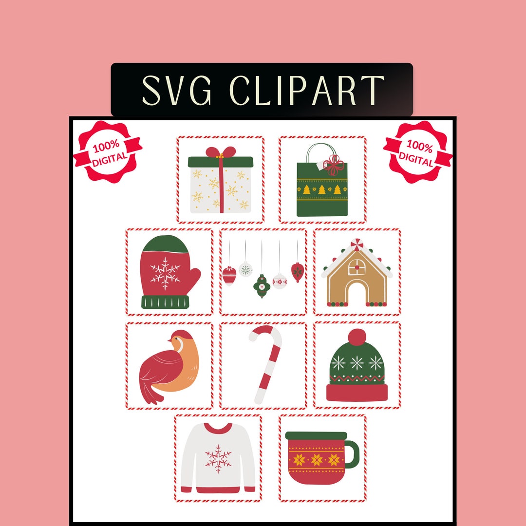 Digital Stickers Christmas Themed Svg Files Christmas Labels Printable ...