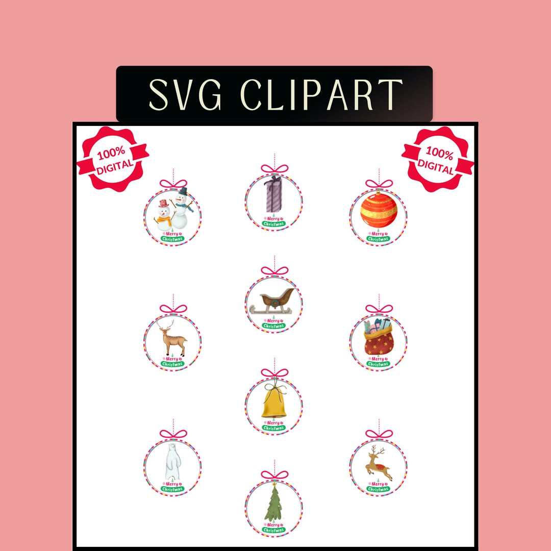 Digital Stickers Christmas Themed Svg Files Christmas Labels Printable ...