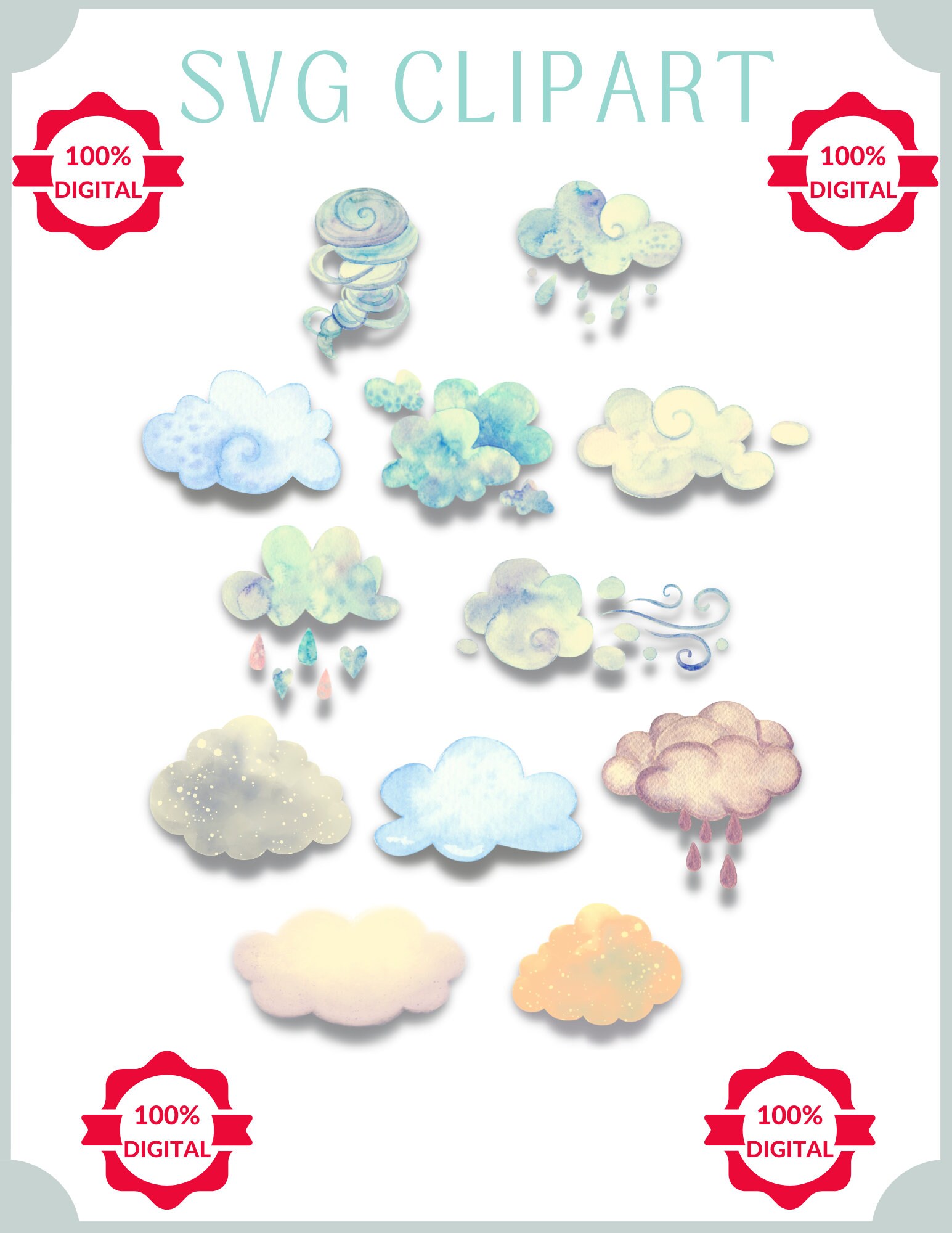 Digital Download Cloud Svg File Vector Graphics Rain Cloud Svg Cloud ...