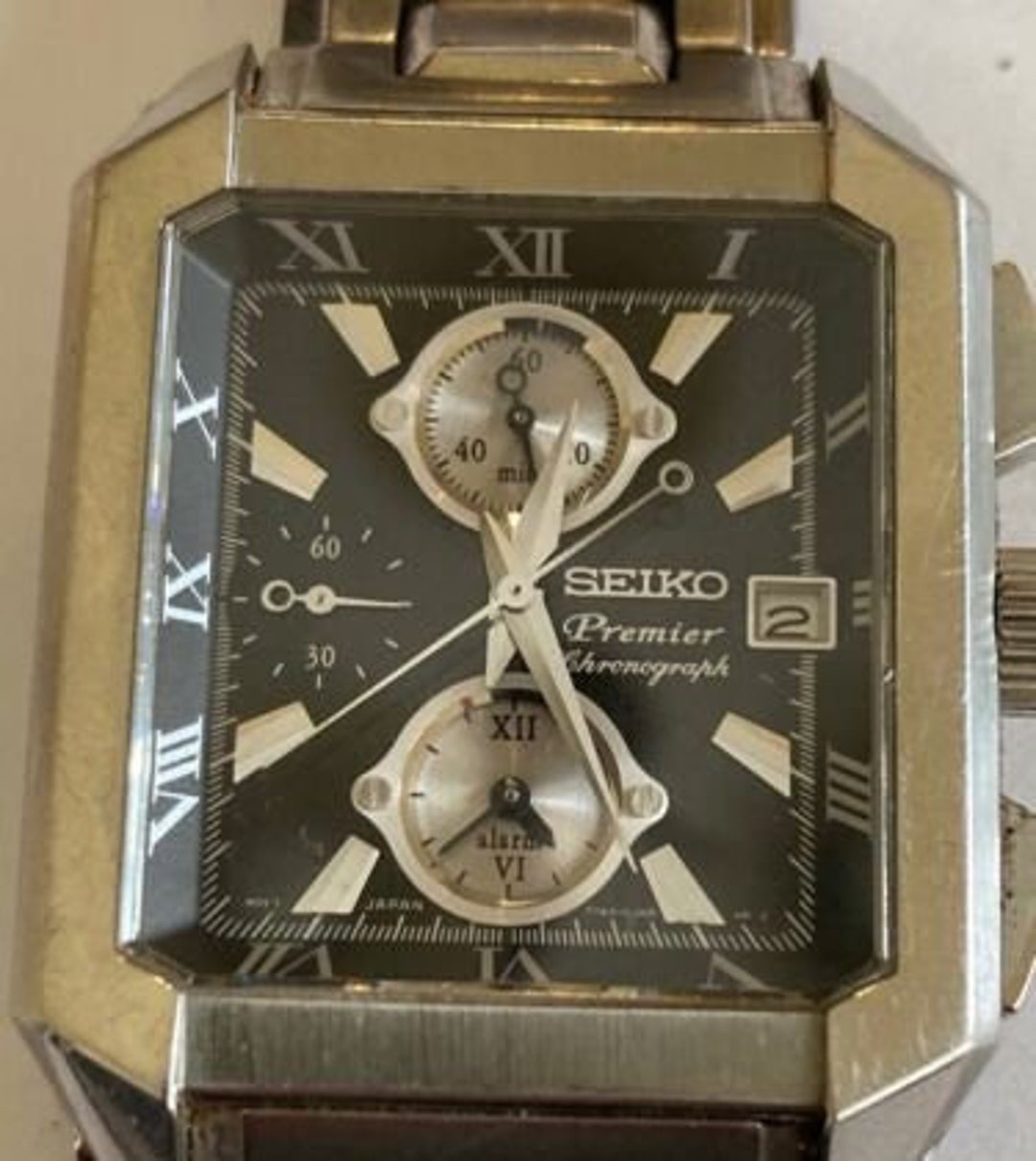Vintage Seiko Rectangle Chronograph Quartz Watch - Etsy