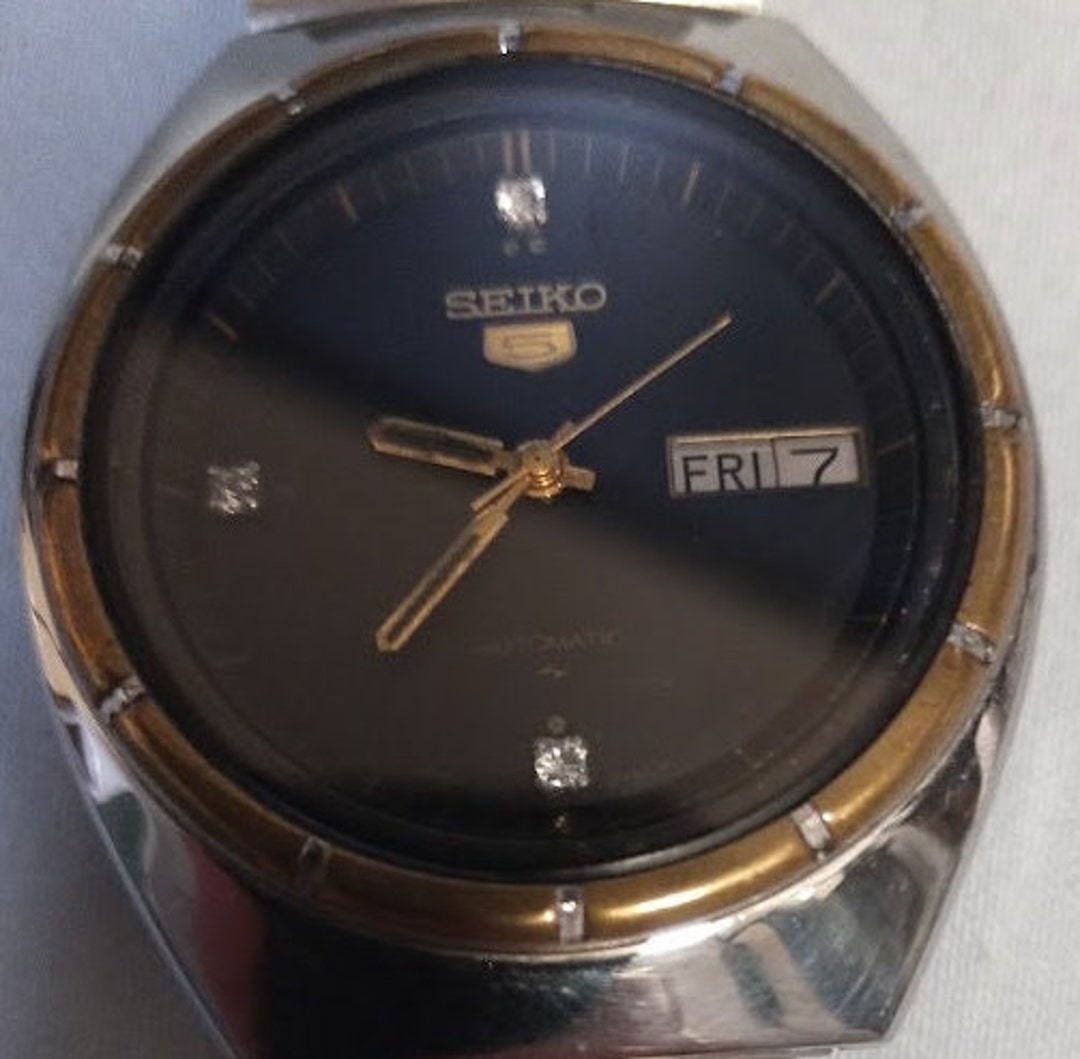 Restored JDM Seiko 5 Automatic Black Sunburst Dial Diamond - Etsy