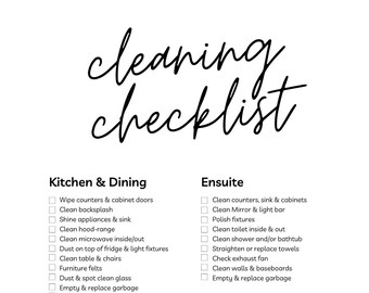 Whole Home Cleaning Checklist - Etsy