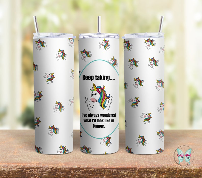 Sarcastic Middle Finger Unicorn 20 Oz Skinny Design Bundle, Cute but ...