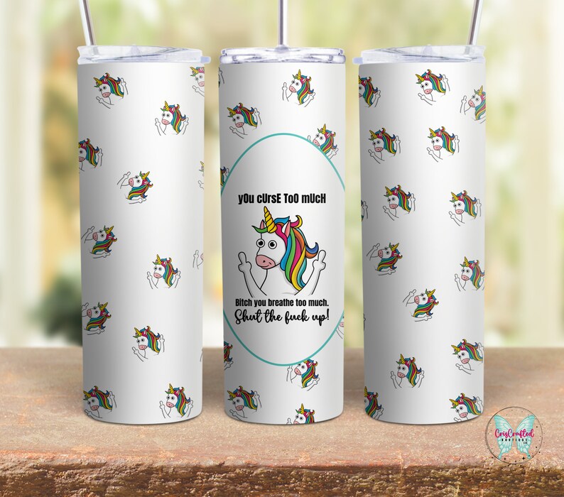 Sarcastic Middle Finger Unicorn 20 Oz Skinny Design Bundle, Cute but ...