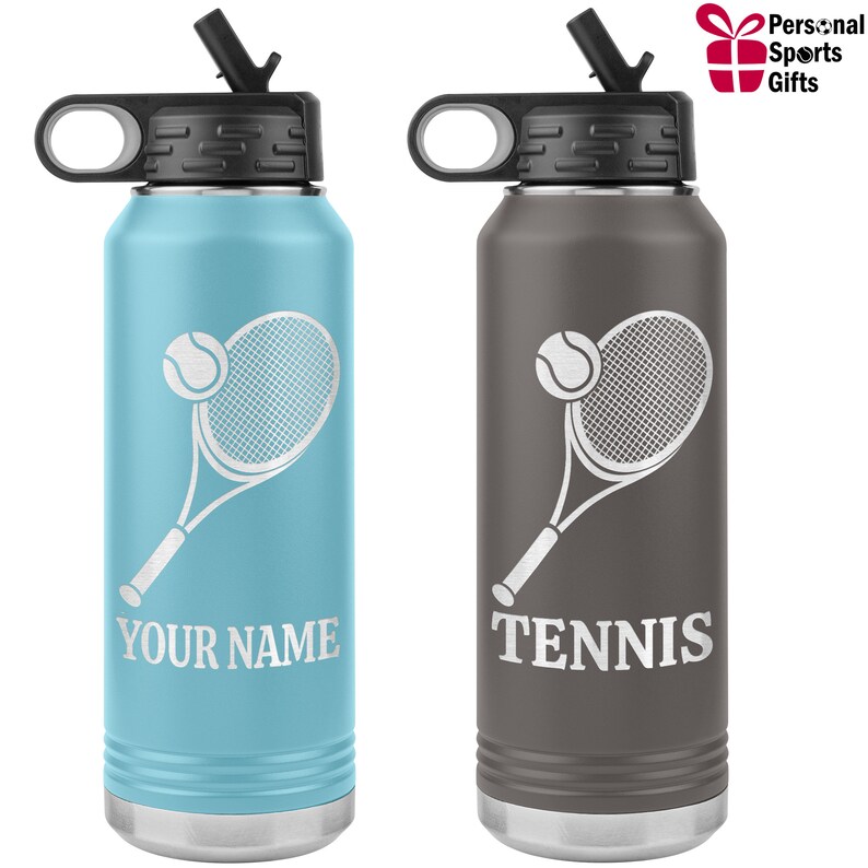 Custom Tennis Water Bottle. Personalized Gift for Player/coach. Vacuum ...