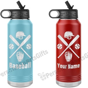 Custom Baseball Water Bottle. Personalized Gift for Player or Coach ...