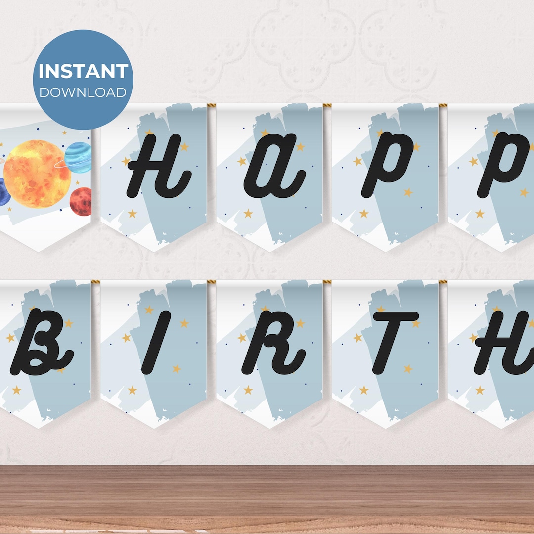 Space Happy Birthday Banner Space Party Decorations Out of This World ...