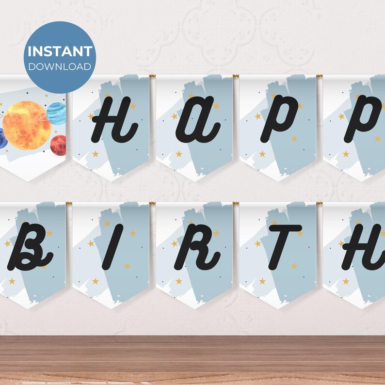 Space Happy Birthday Banner Space Party Decorations Out of This World ...
