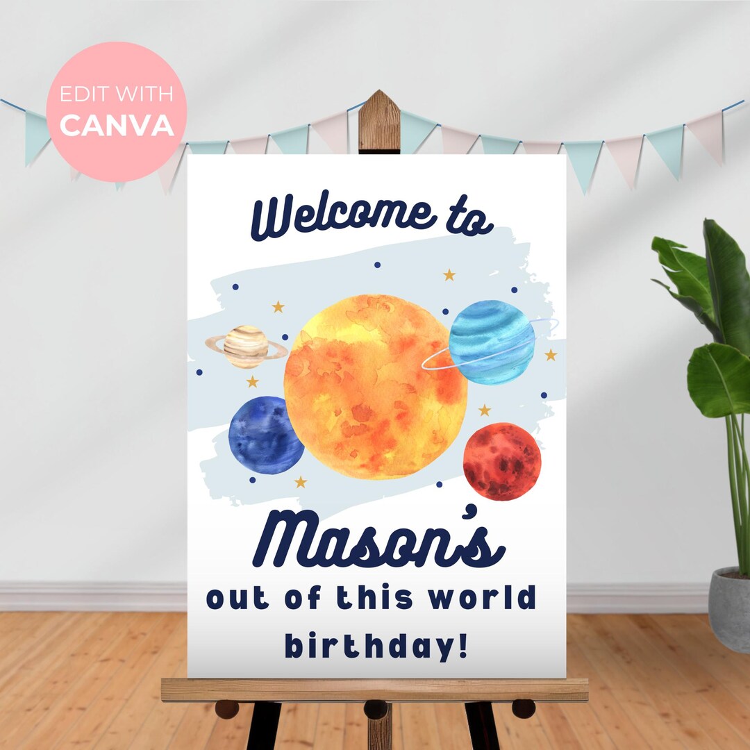 Space Welcome Sign Editable Birthday Party Out of This World Welcome ...