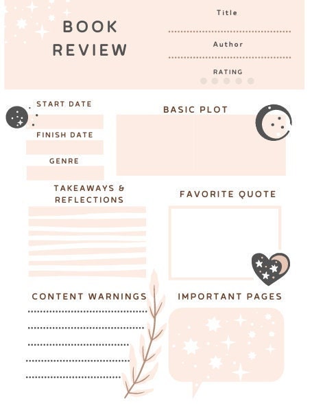 Book Review Template | Digital Download | Printable Book Review - Etsy