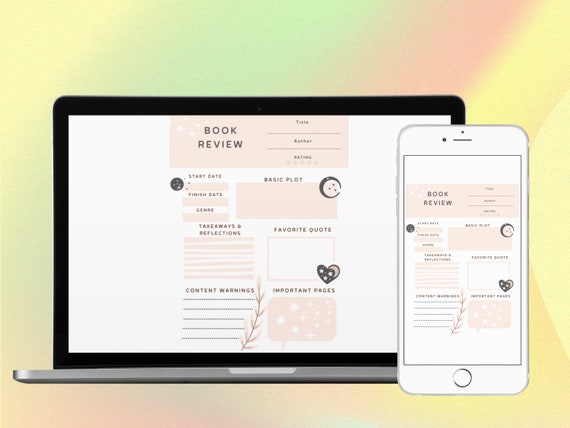 Book Review Template Digital Download Printable Book - Etsy