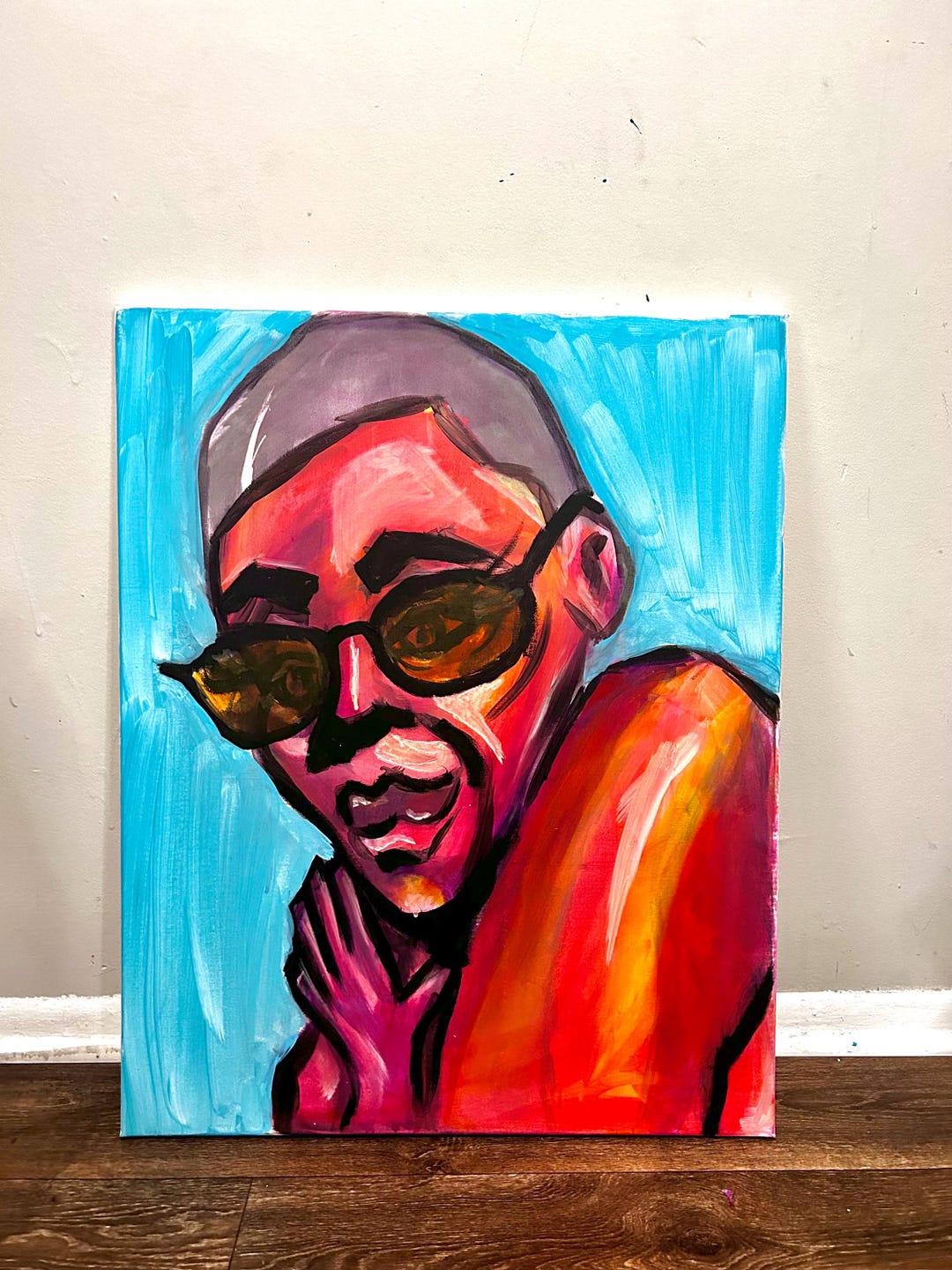 Portrait Painting African American Short Hair Cut Woman Auntie 24x30 ...