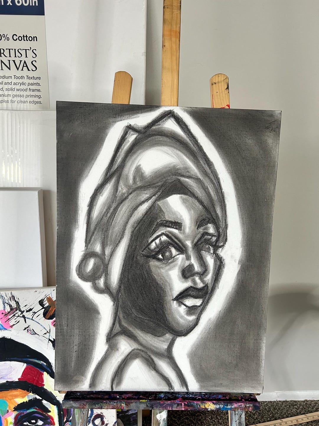 African American Black Woman Charcoal Black and White Originaln18x24 ...