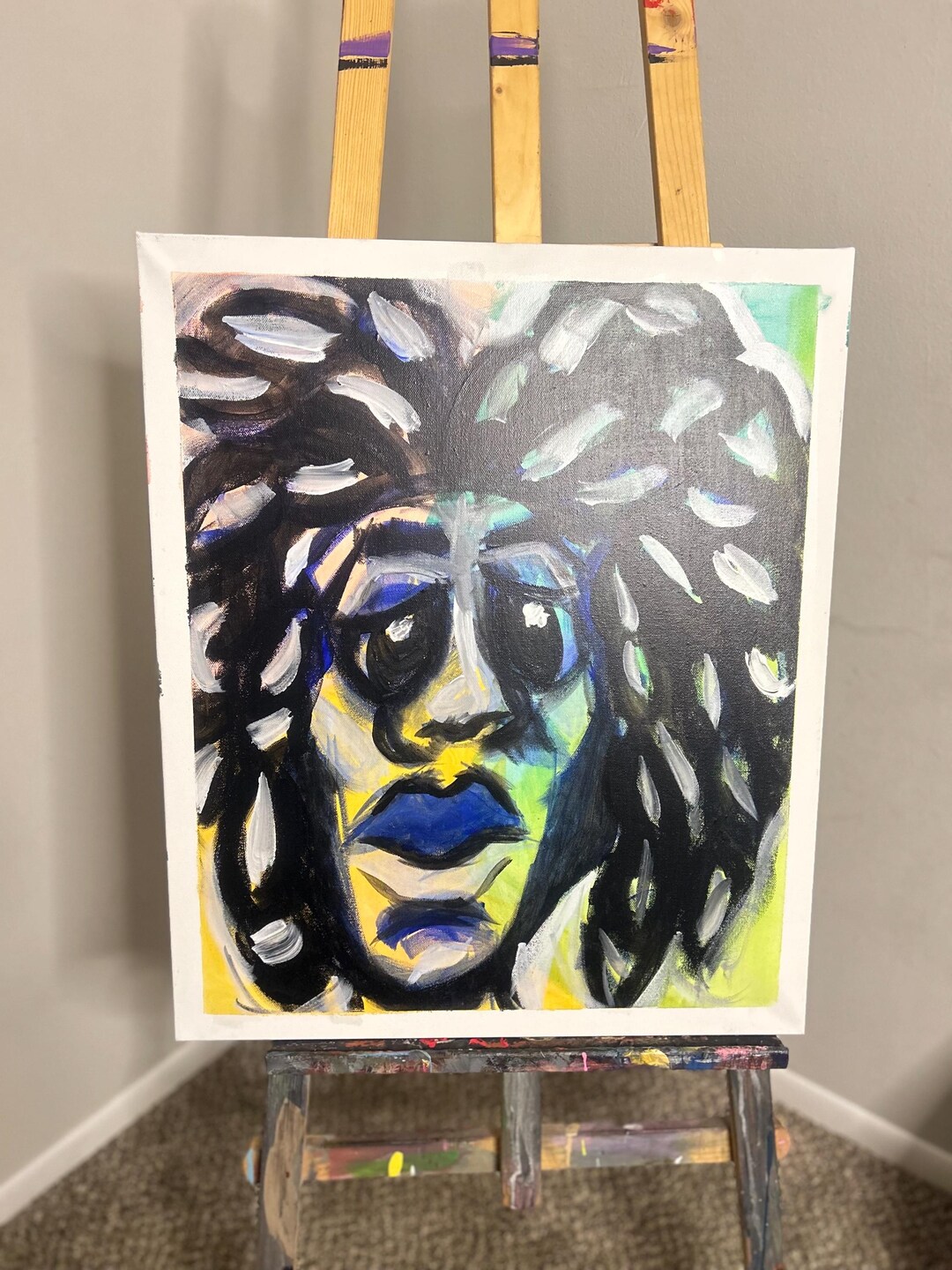 Cartoon Man Dreads Abstract 18x24 Wall Art Stretched Canvas Original ...