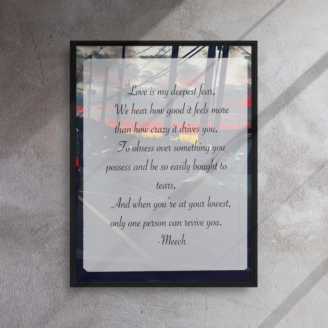 Scared of Love Poem Original Wall Art Digital Download Poster Print Png ...