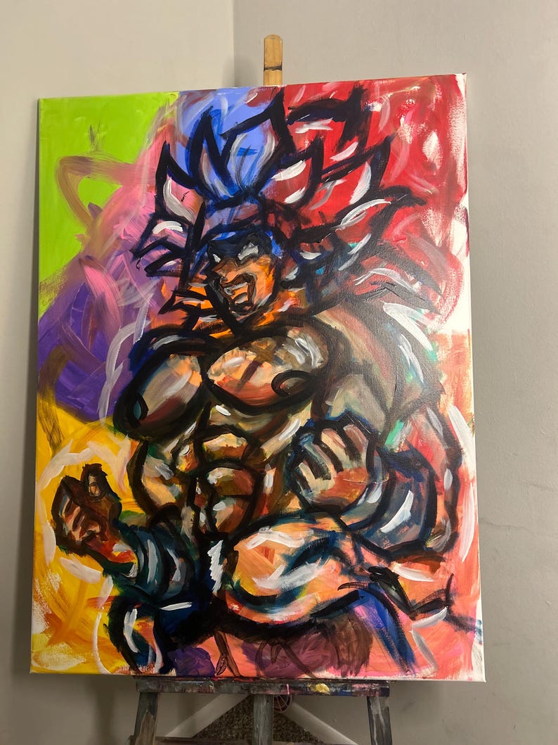 30x40 Original Cartoon DBZ Inspired Saiyan Acrylic Painting on ...