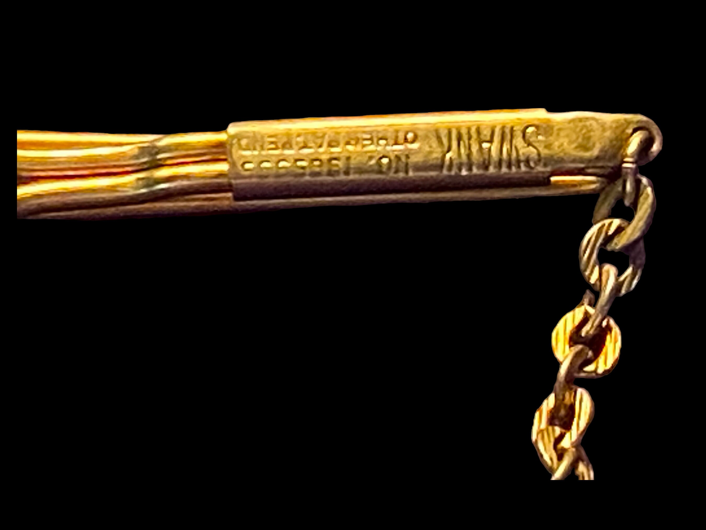 Vintage Swank Tie Bar With Hanging Chain & 10 Karat Black - Etsy