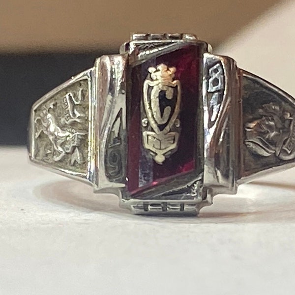 White Gold Class Ring - Etsy