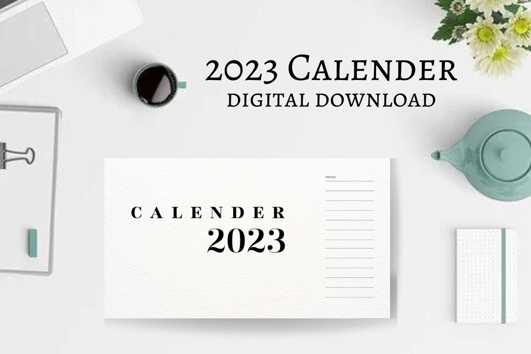 2023 Monthly Calendar Landscape, Printable Calendar, Minimalist ...