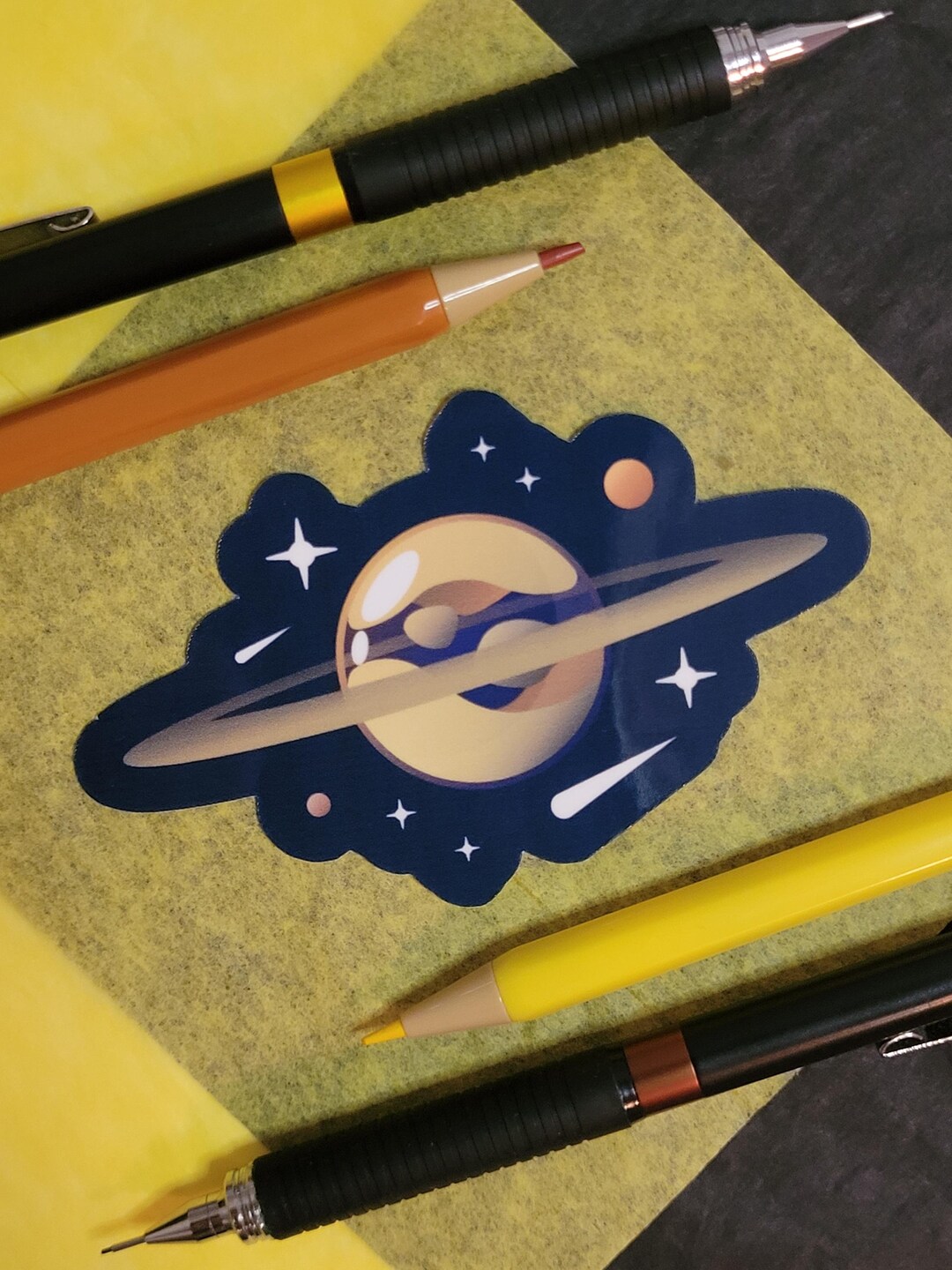 Saturn Marble Sticker | Die Cut Vinyl Sticker | Cute Planet Stationary ...