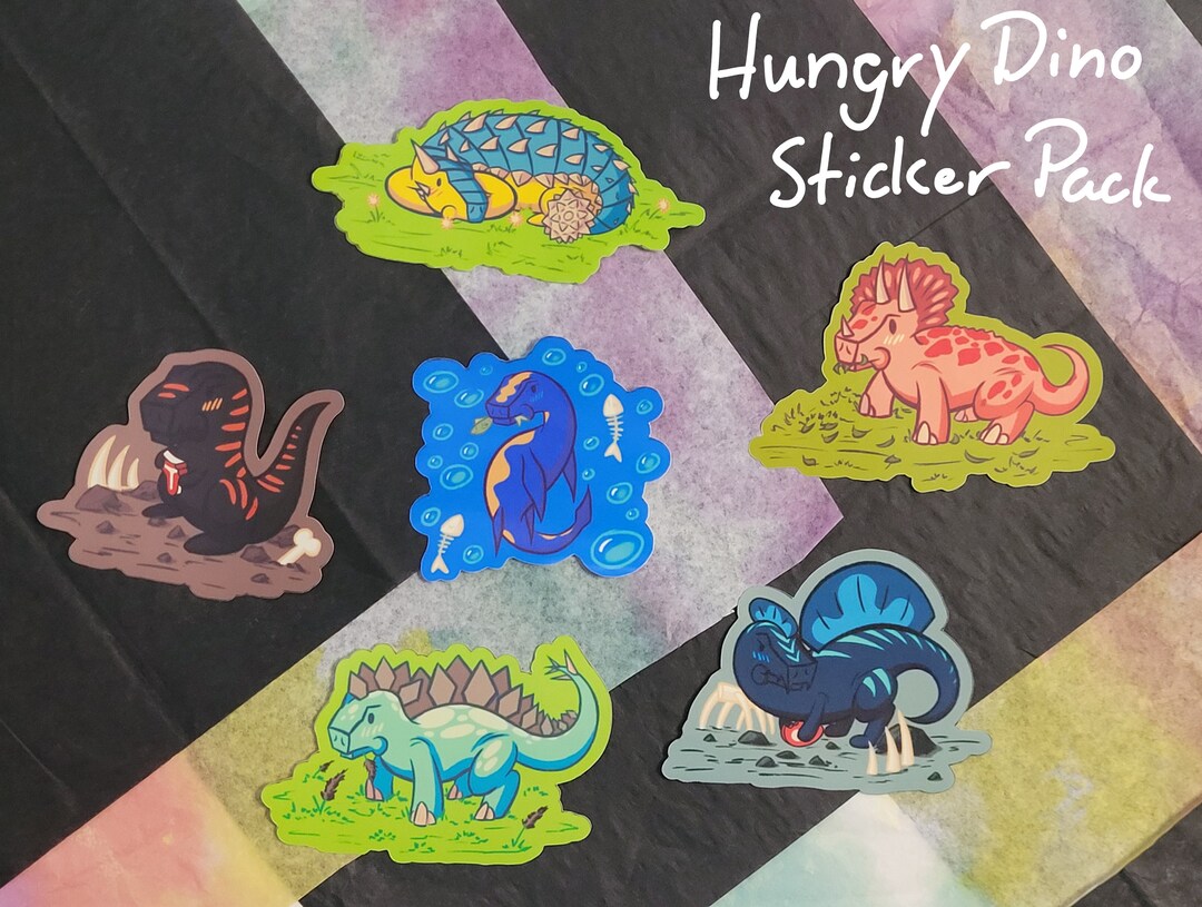 Hungry Hungry Dinos Sticker Pack Die Cut Stickers Set of 6 - Etsy
