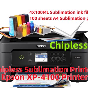 XP-4100 Chipless Sublimation Printer Bundle, CISS Ink System & Paper - Etsy