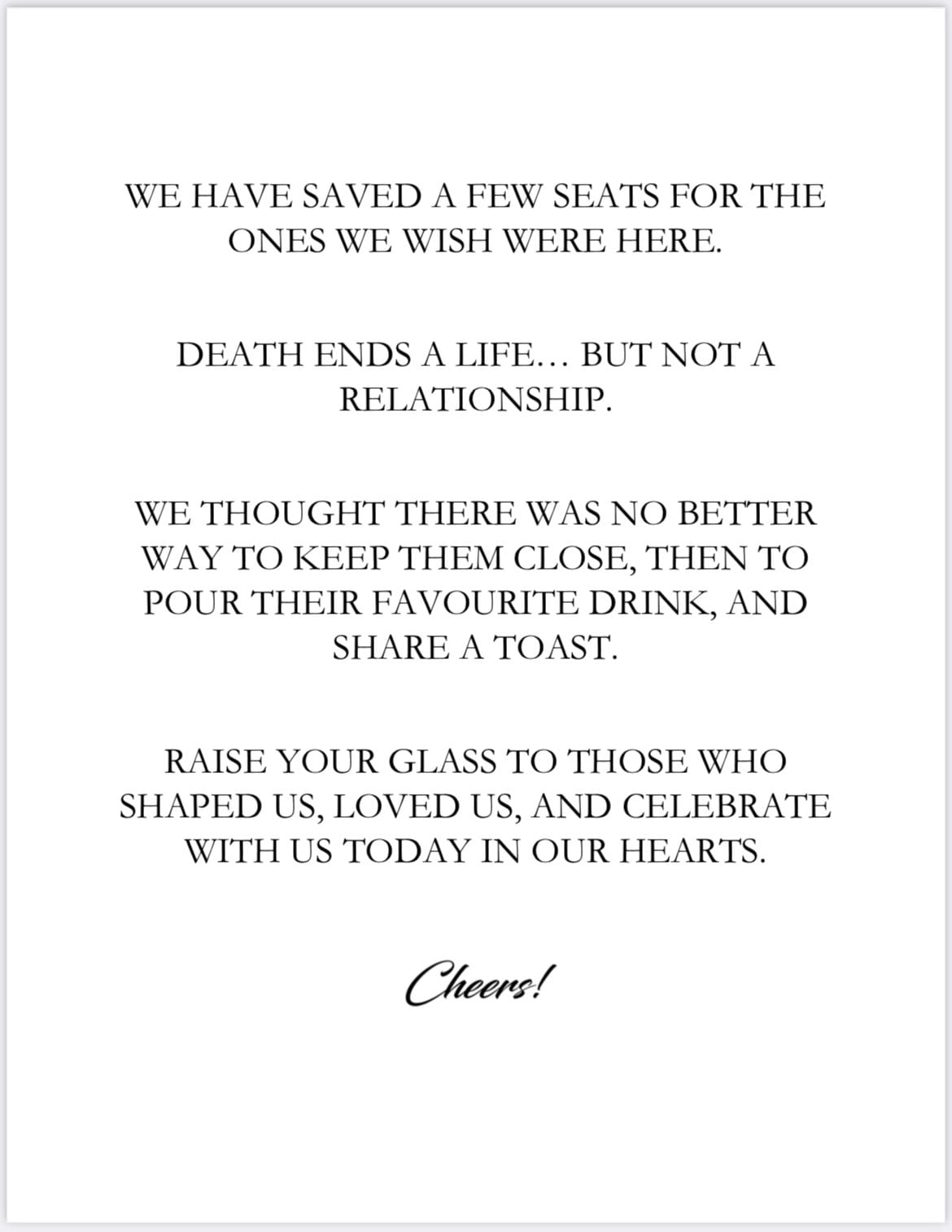 Wedding in Loving Memory Sign - in Memorium PDF Printable Download ...