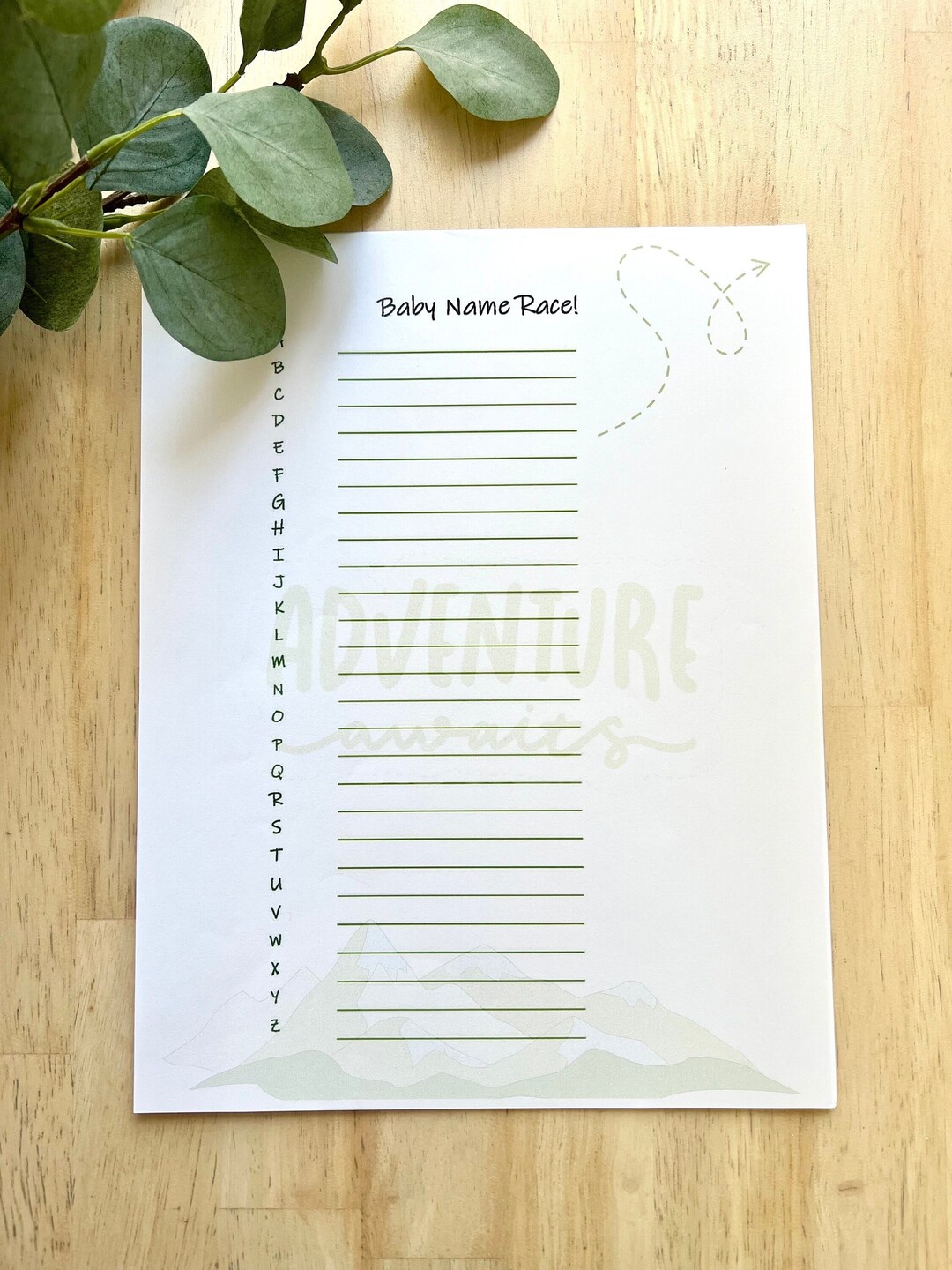 Baby Shower Game Baby Name Race Adventure Awaits Baby Shower Game ...