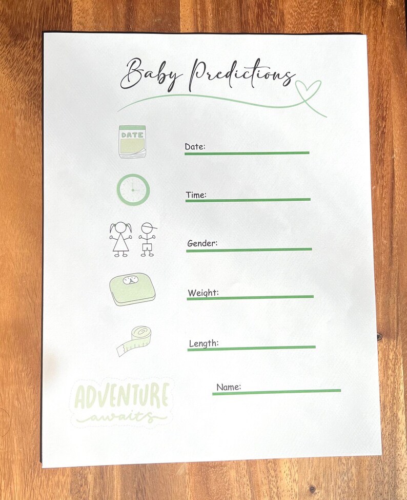 Baby Shower Game - Baby Predictions - Adventure Awaits! Baby Shower ...