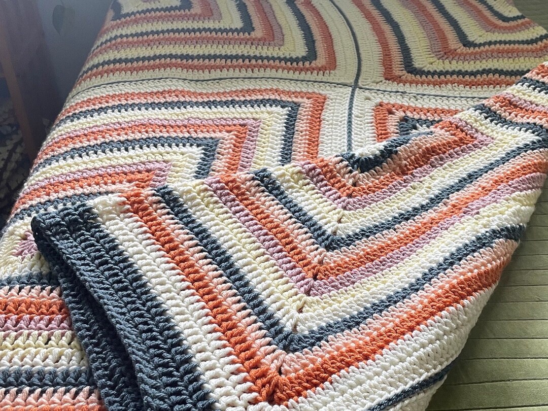 Sunset Stripes Crocheted Throw Blanket - Etsy