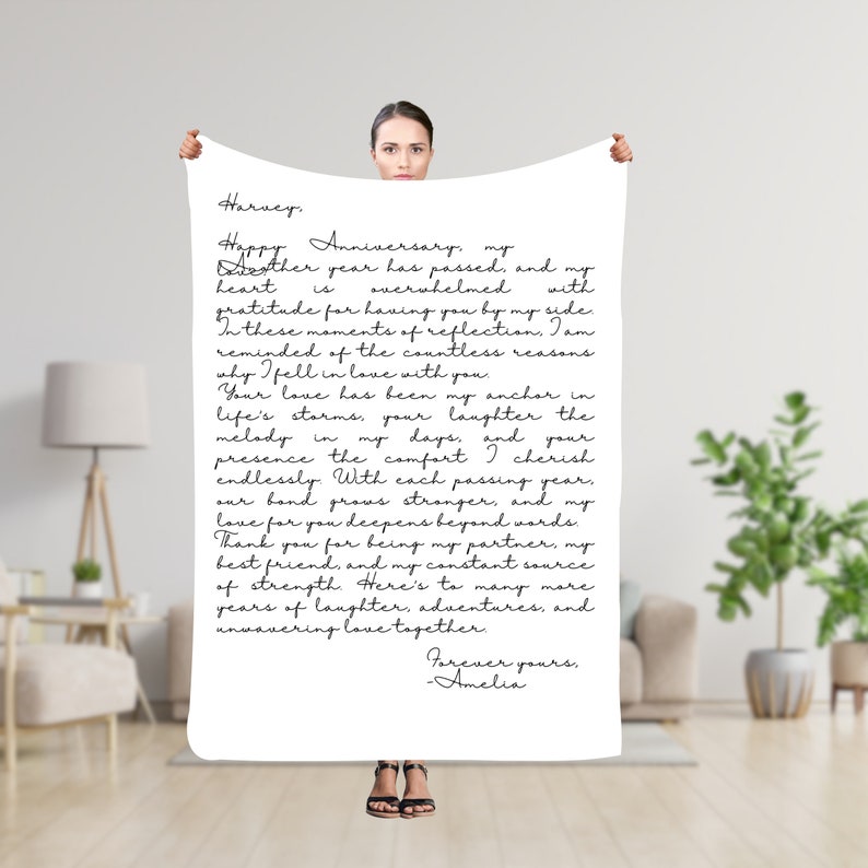 Handwriting Blanket Personalized Custom Love Letter Blanket Anniversary ...