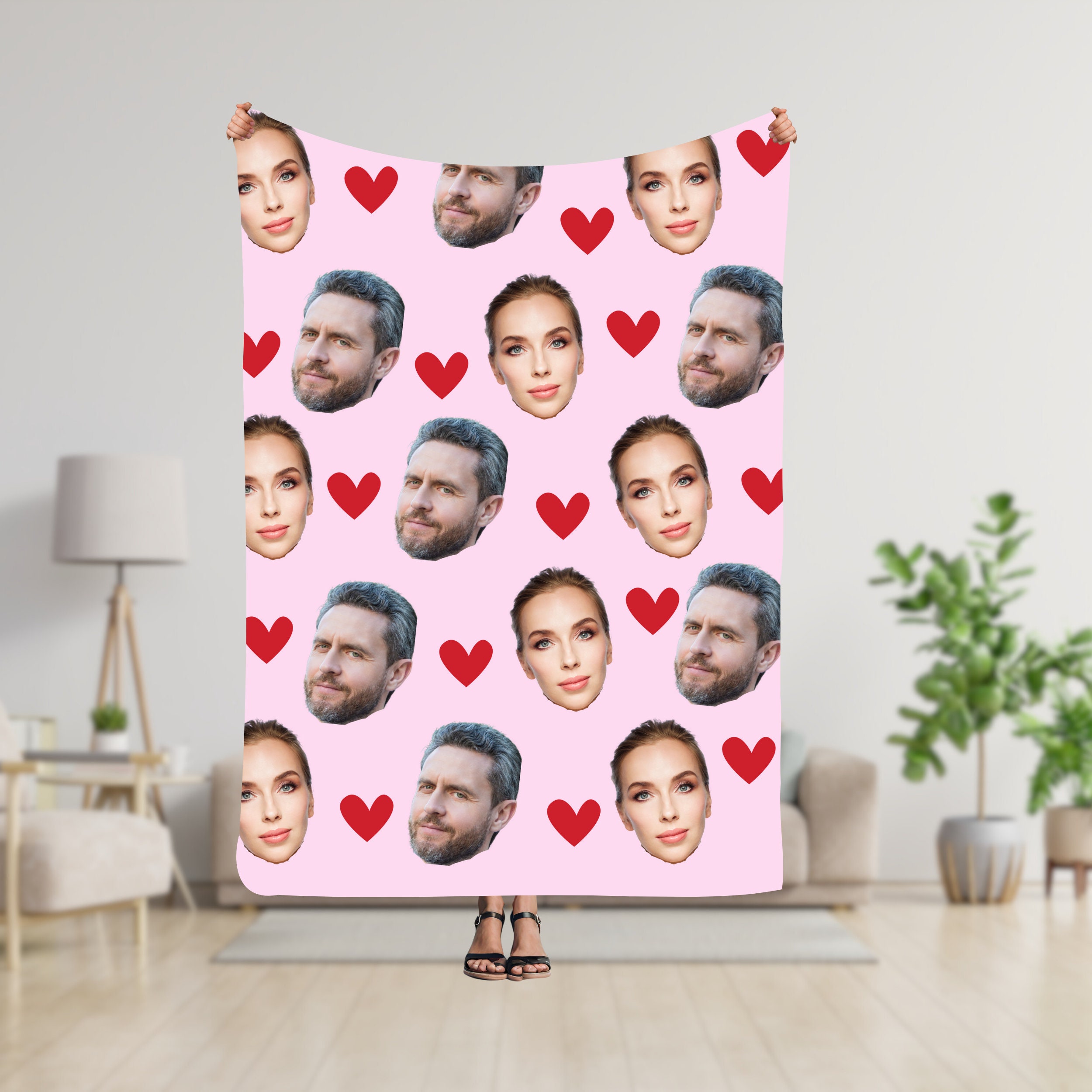 Personalized Photo Face Blanket, Custom Photo Blanket, Valentines Day ...