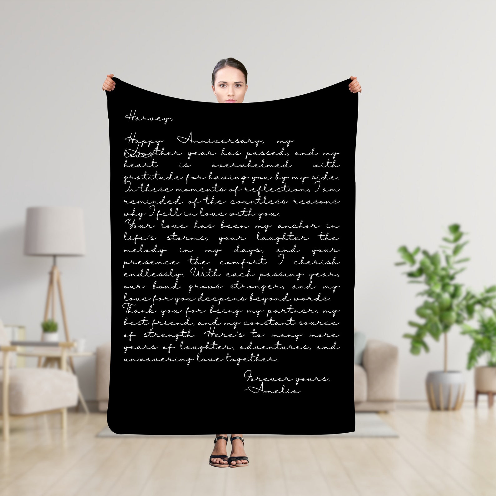 Handwriting Blanket Personalized Custom Love Letter Blanket Anniversary ...