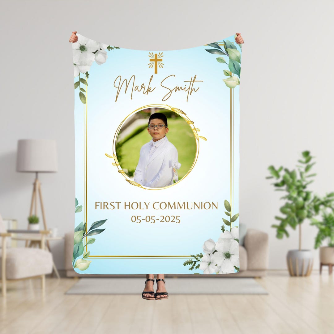 Personalized Communion Photo Blanket, Custom Photo Communion Gift ...