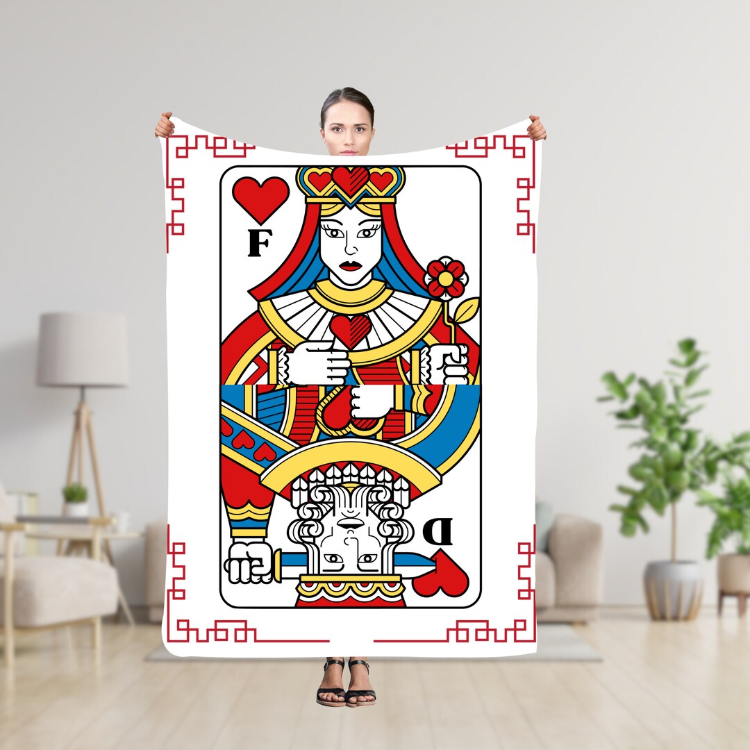 Custom Couple Initials Playing Card Throw Blanket Personalized Couple ...