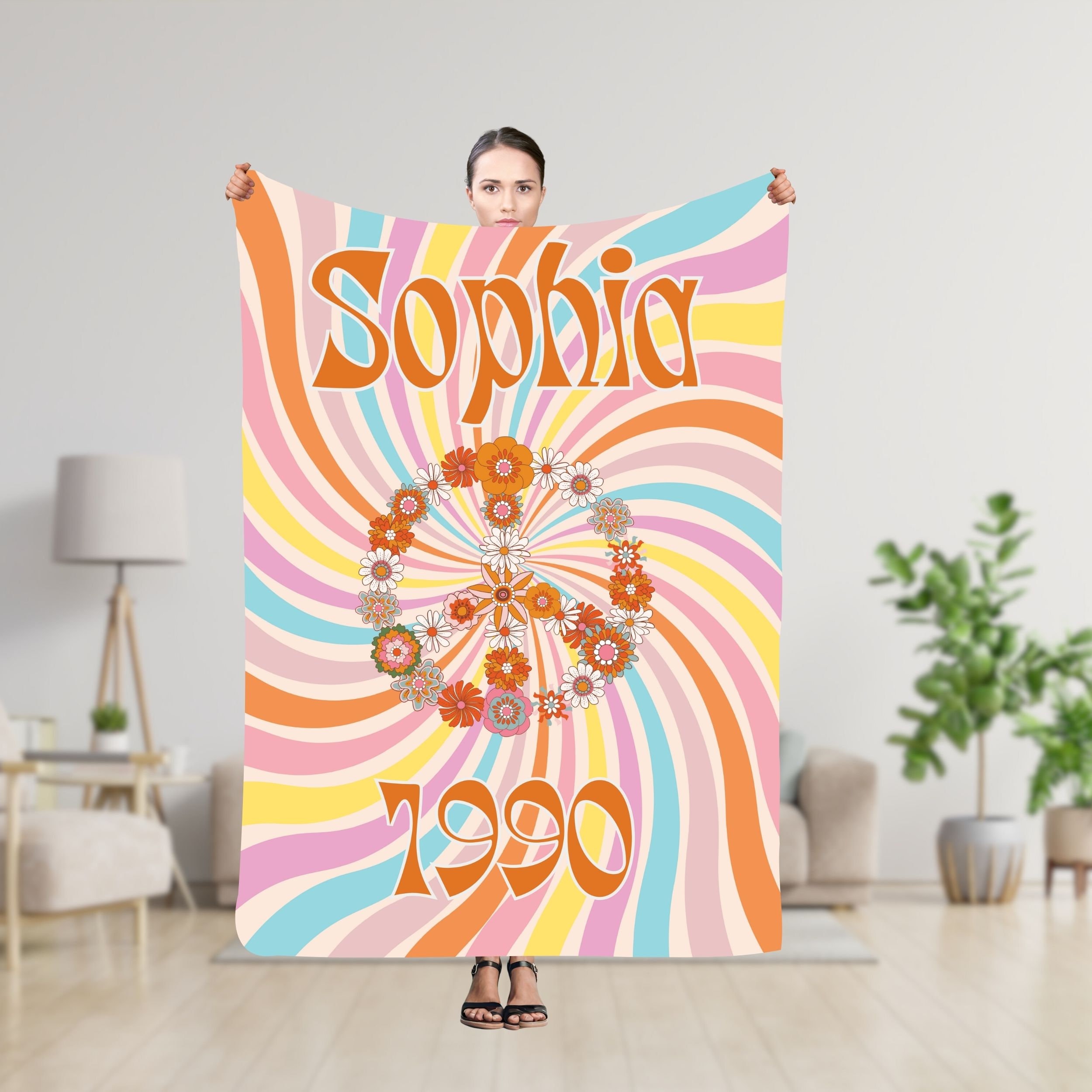 Personalized Retro Disco Blanket in Vintage Style With Name and Year ...