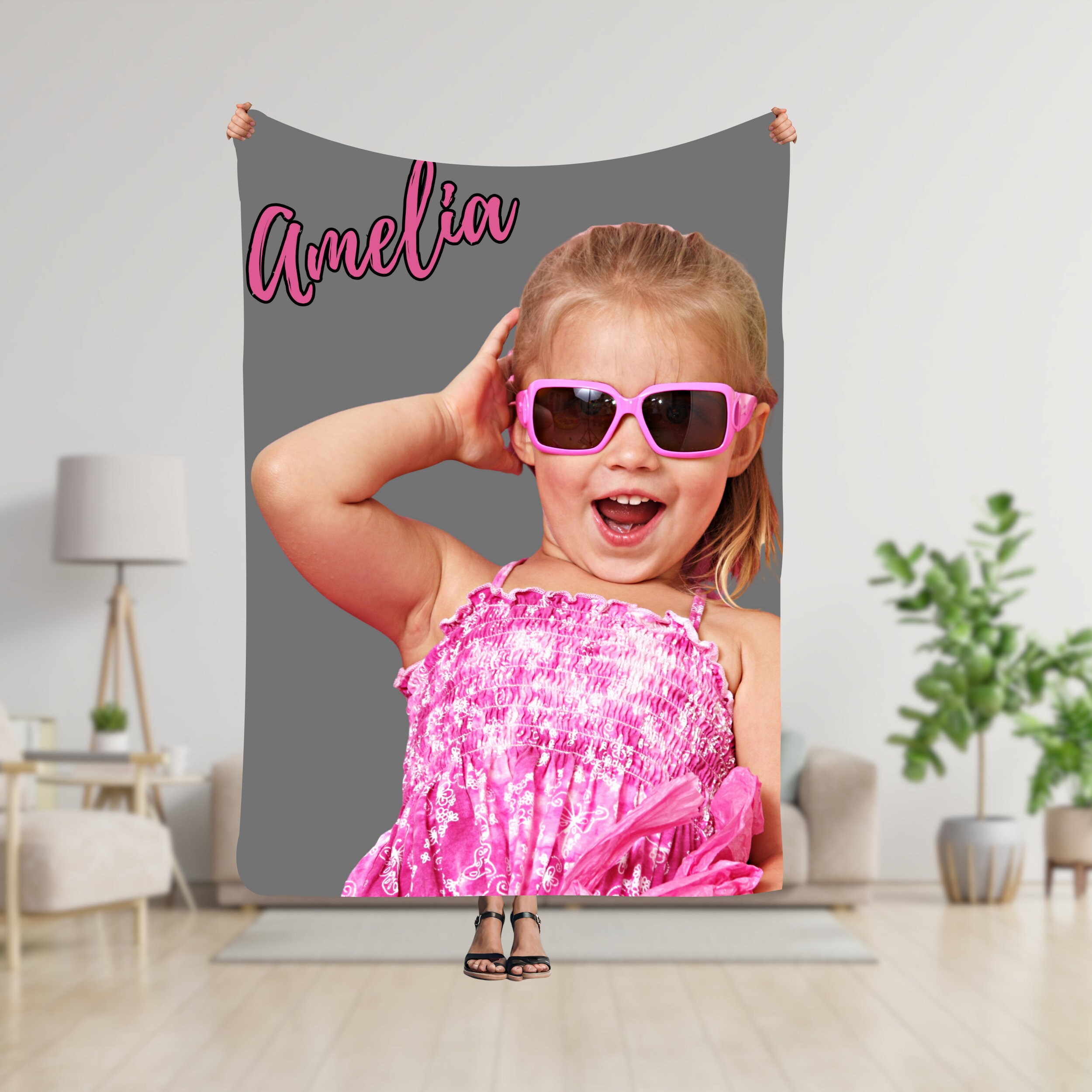 Personalized Photo Blanket, Child Photo Portrait Throw Blanket ...