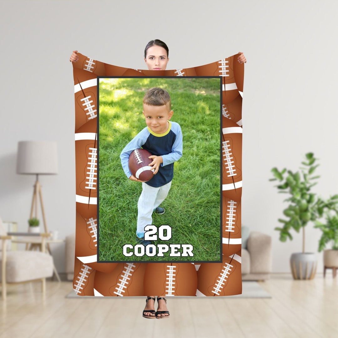 Custom Football Photo Blanket, Personalized Football Name Blanket, Gift ...