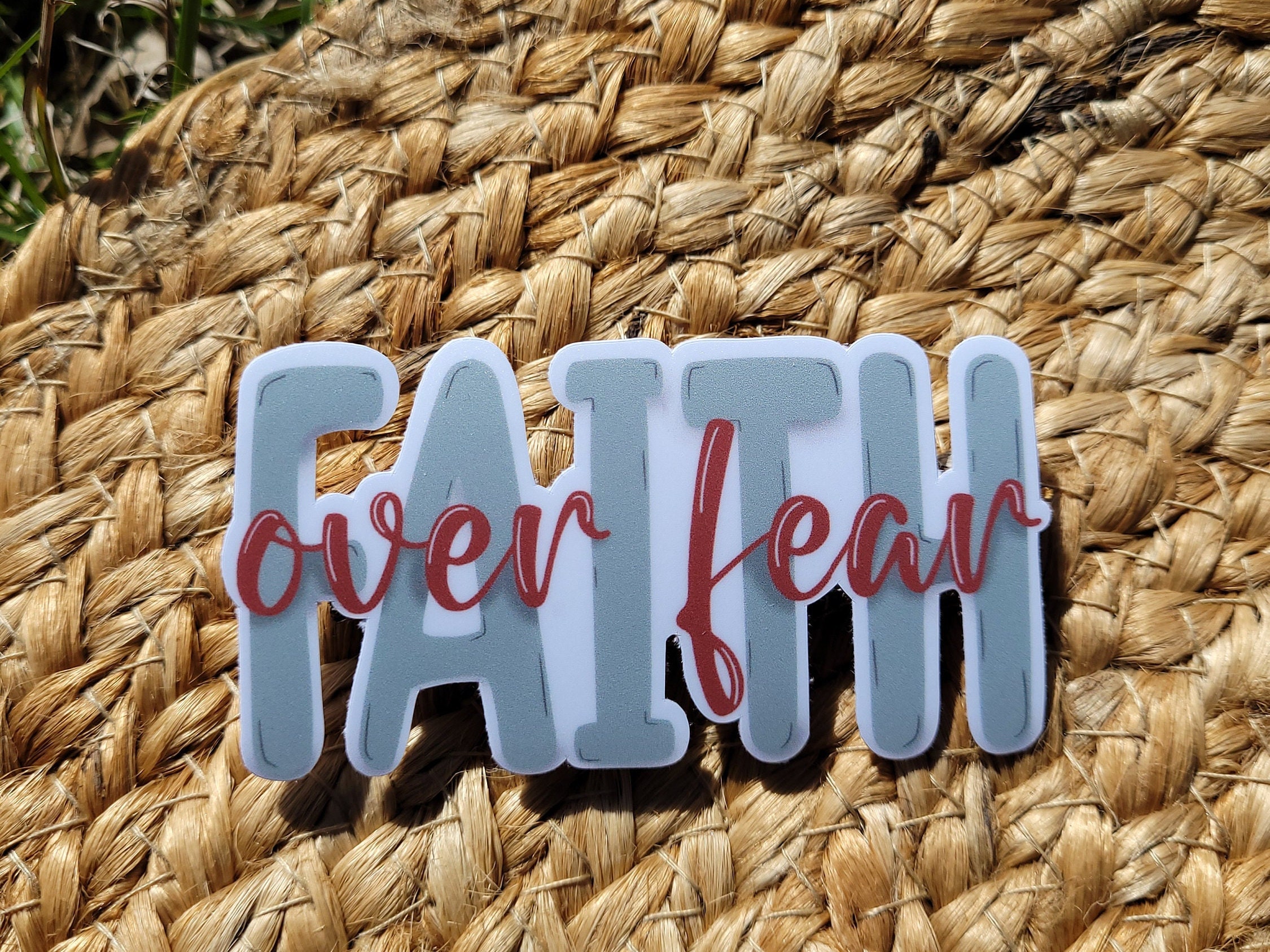 Faith Over Fear Sticker Faith Sticker Vinyl Decal Water Bottle Sticker ...
