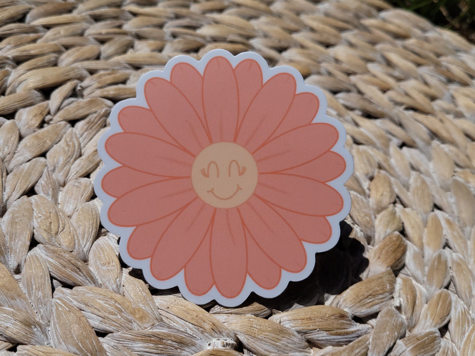 Smiley Daisey Flower Smiley Face Pink Daisey Sticker Vinyl Decal Water ...