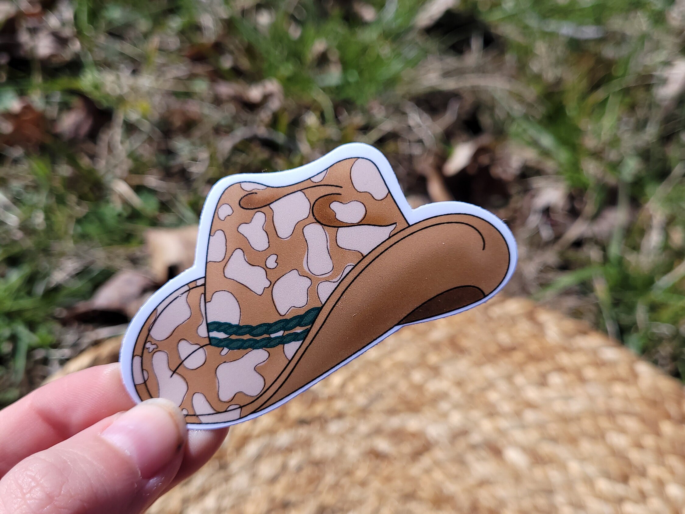 Cowboy or Girl Hat Sitcker Cowgirl Hat Cow Print Hat Vinyl Sticker ...