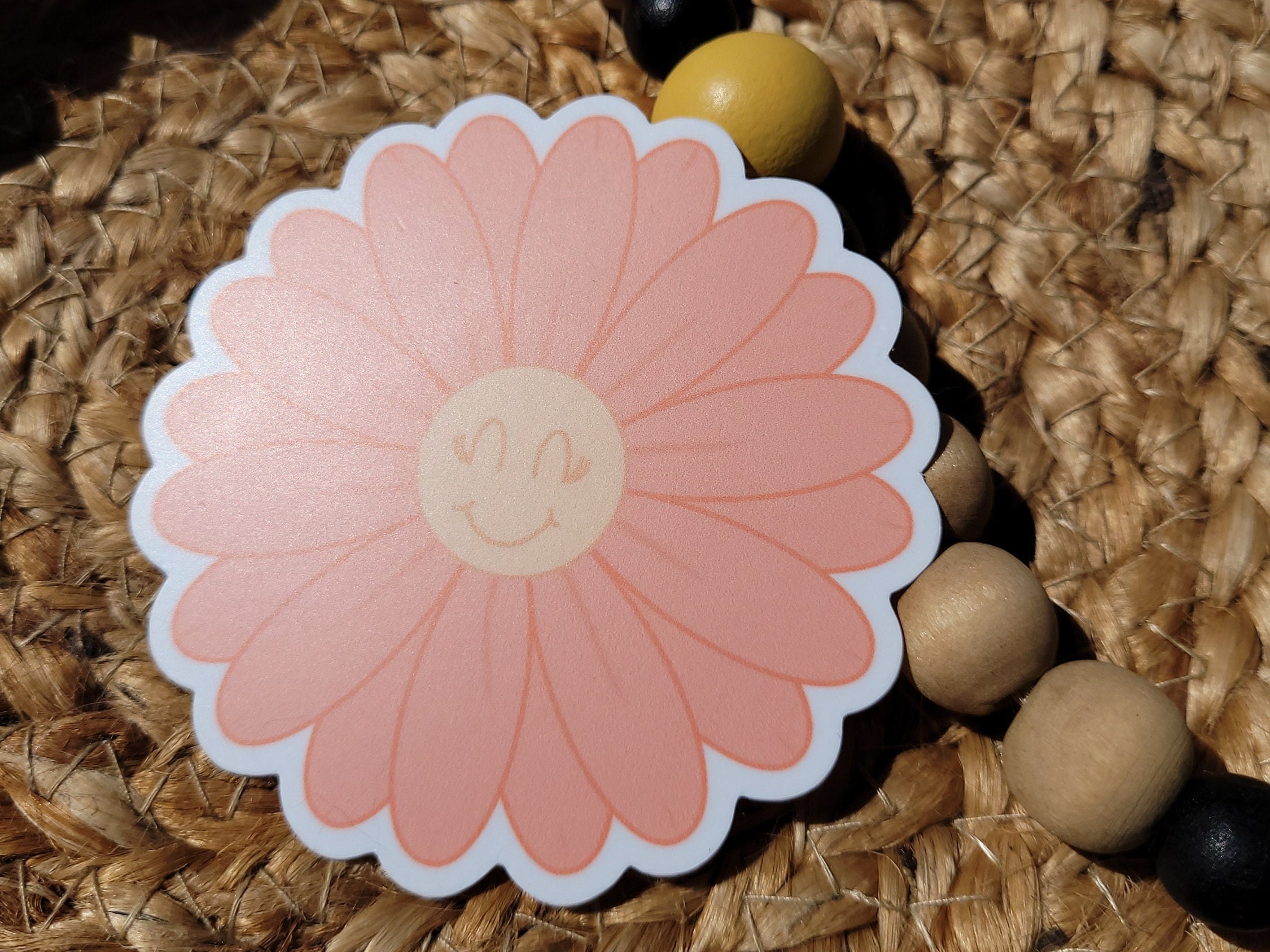 Smiley Daisey Flower Smiley Face Pink Daisey Sticker Vinyl Decal Water ...