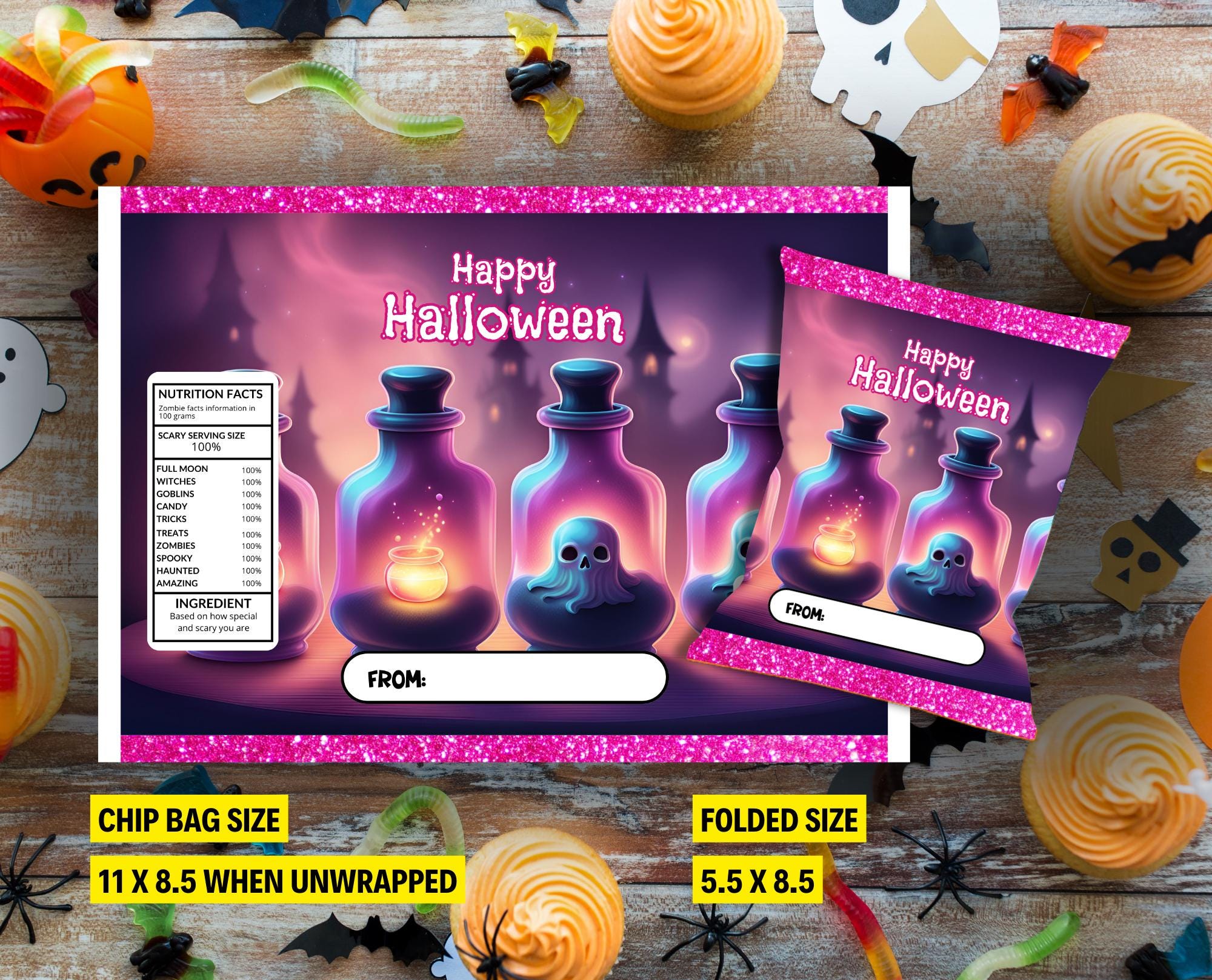 EDITABLE Halloween Chip Bag Wrapper Set of 6 Bundle Template. Printable ...