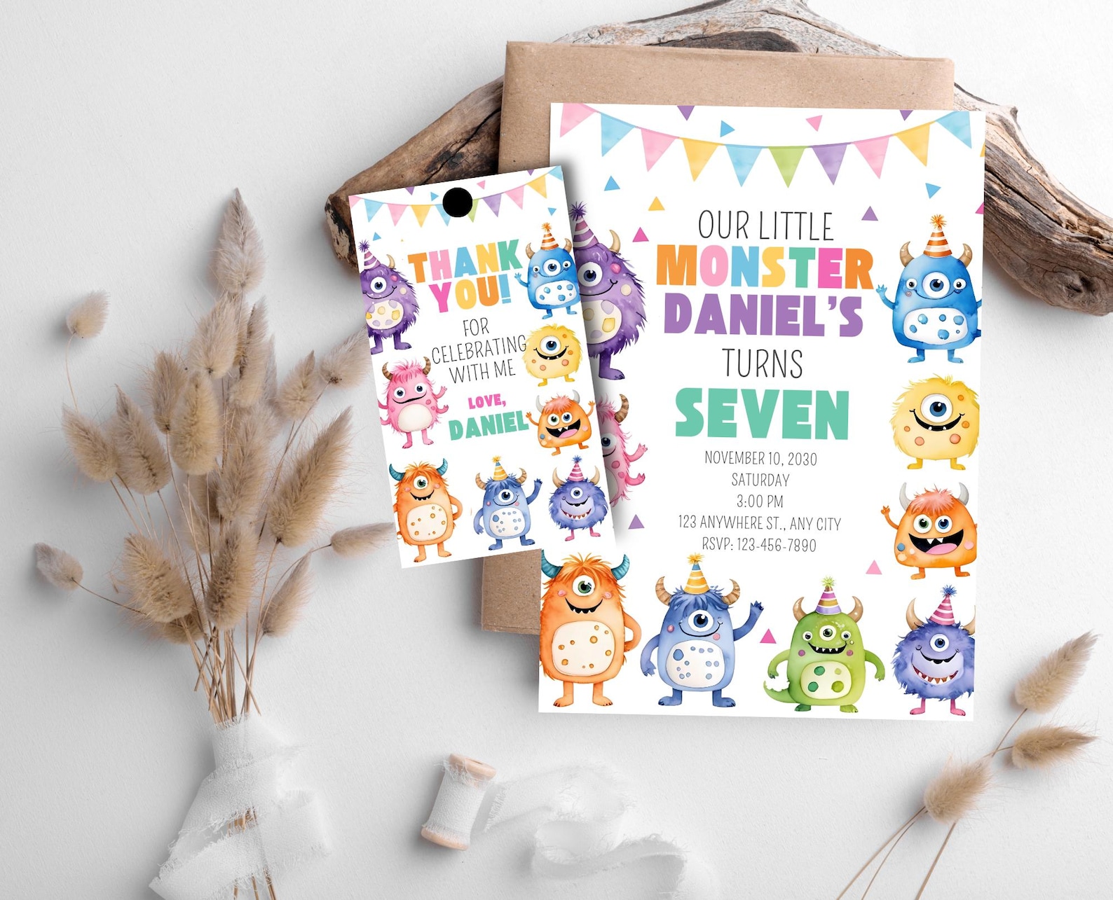Editable Monster Birthday Invitation | Colorful Monster Party Invite ...