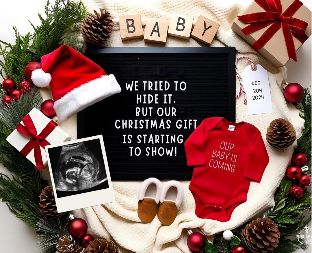Christmas Pregnancy Announcement, Holiday Pregnancy Announcement, Baby ...